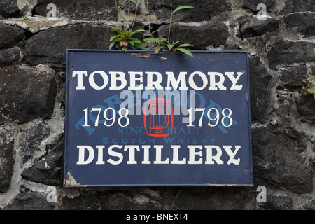Sign at Tobermory Distillery for Single Malt Scotch Whisky on the Isle ...