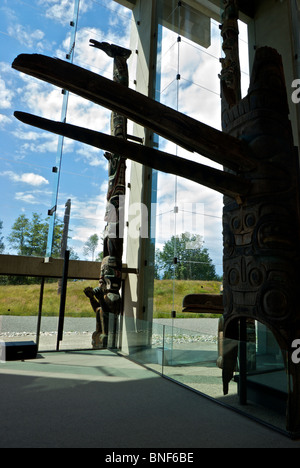 Tall carved cedar west coast Aboriginal First Nations mortuary totem ...