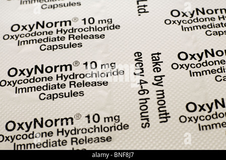 Blister pack containing Oxynorm 10mg, a opioid/morphine based Stock ...