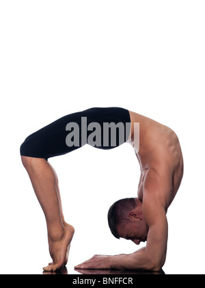 caucasian man Eka Pada Viparita Dandasana One-legged Inverted Staff ...