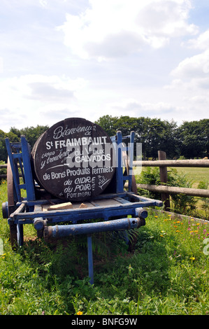 Welcome sign for St Fraimbault, Normandy, France also showing available ...
