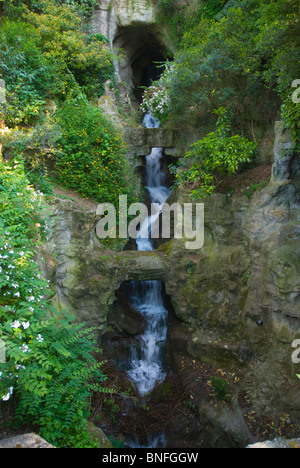 waterfall in the park "Buttes-Chaumont" in Paris - France Stock Photo ...