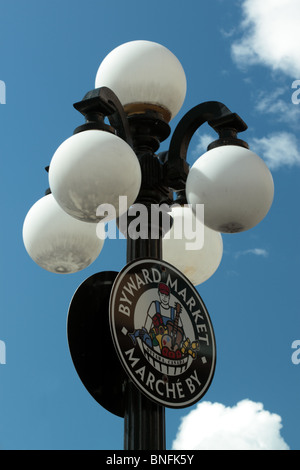Byward Market Sign on a lamp post. A market sign in the old downtown ...