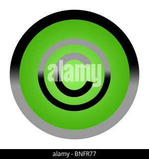 Green eco trademark button isolated on white background with copy space ...