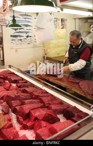 Whale meat on sale at the Tsukiji wholesale fish market, the largest ...