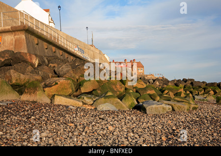 Rock armour sea wall and beach at Hornsea East Yorkshire UK Stock Photo ...
