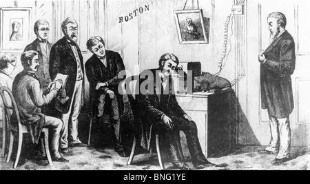 Alexander Graham Bell's first telephone (1875), exhibited at the ...