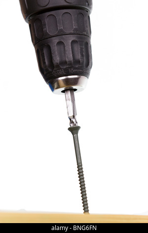 screw driven by screw driver to a wood Stock Photo - Alamy