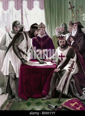 King John signing the Magna Carta in Runnymede in 1215. Comic history ...
