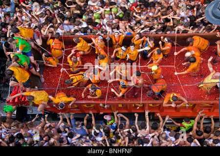 Spain August 2008 Valencia Region Bunol city Tomatina Festival Tomato ...