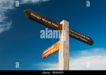 Dungeness RSPB Reserve, direction sign, Kent, England Stock Photo - Alamy
