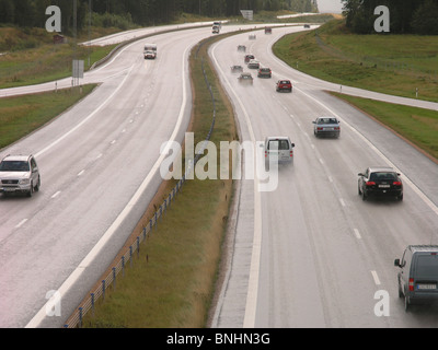 Sweden European route E6 Norway-Denmark overlook high angle cars ...