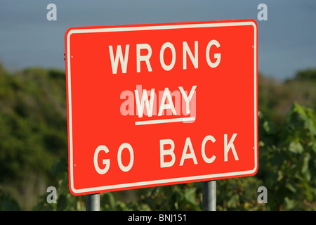 Wrong way , Go back sign , NSW , Australia Stock Photo - Alamy