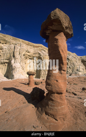 USA Utah rock pillar mushroom rock clouds Toadstool Hoodoos North ...