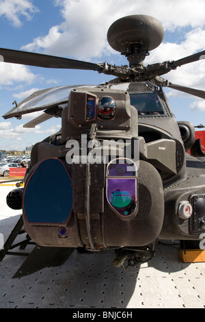 Nose turret of British Army Apache Attack helicopter at Farnborough ...