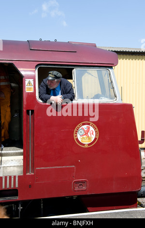 The driver of the preserved 'Western' class diesel locomotive on the ...