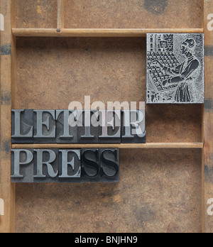 Old lead letters for a letterpress printing press Stock Photo - Alamy