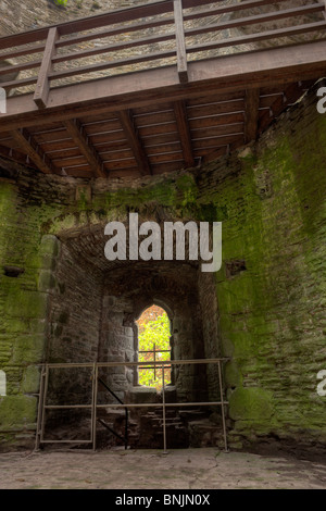 Ruined tower of Bronllys Castle from 13th century. Bronllys. Wales. UK ...