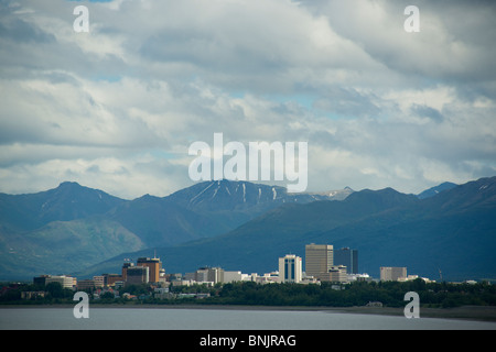 Anchorage Alaska city skyline across Prudhoe bay Stock Photo - Alamy