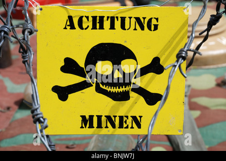 German Second World War mine warning sign, Achtung Minen Stock Photo ...