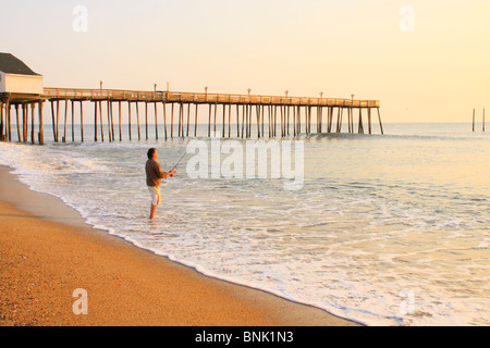 Surf Fisherman near Kitty Hawk Fishing Pier at Sunrise, Kitty Hawk ...