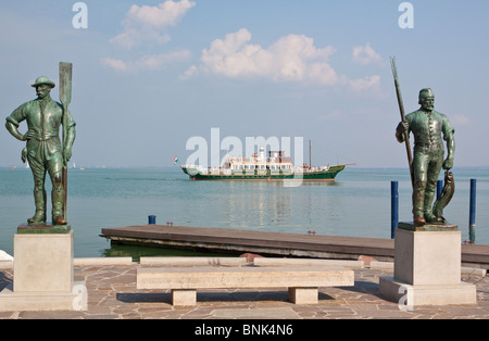 The Fisherman and Ferryman Statues, landmarks of Balatonfured Hungary ...