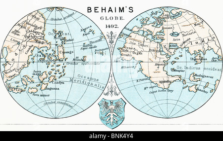 World Map Behaim 1492 Stock Photo - Alamy