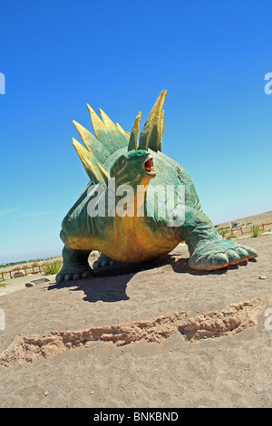 Dinosaur model, in the Atacama Desert, near Pica, northern Chile Stock ...
