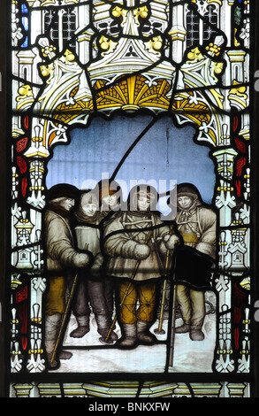 The Scott window, St. Peter`s Church, Binton, Warwickshire, England, UK ...