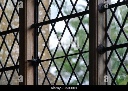 Church window with diamond pattern leaded glass panels Stock Photo - Alamy