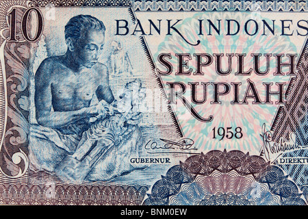 Vintage Indonesian Currency bank note close, woman in uniform Stock ...