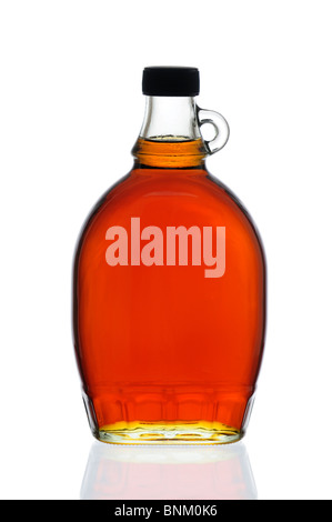 bottle container flask maple syrup syrup leaf golden window sill Stock ...