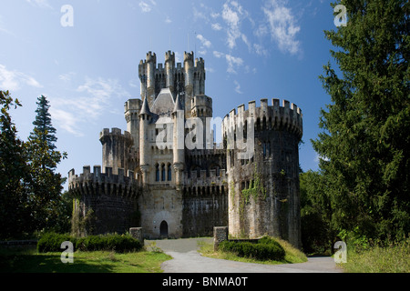 Spain Basque Provinces Butron castle near Bilbao towers rooks loopholes ...