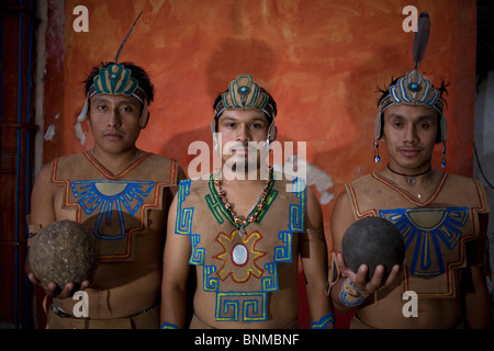 Mayan Ball Game or Pok Ta Pok players pray before a match in Chapab ...