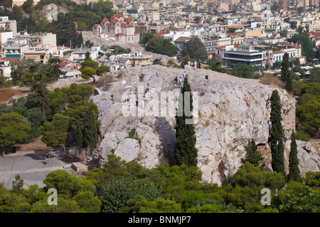 The Areios Pagos (Rock of Ares), view to The Parthenon Acropolis ...