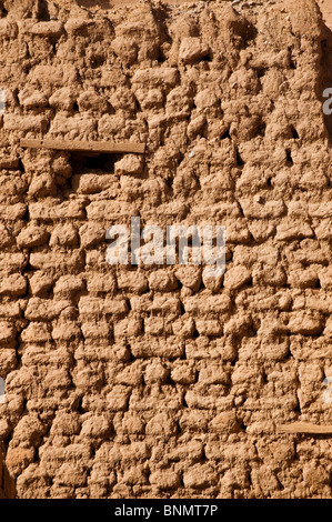 Traditional mud brick wall, Figuig, province of Figuig, Oriental Region ...