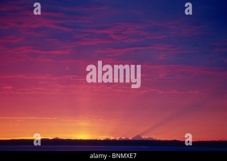 Sunset @ Midnight Across Cook Inlet Anchorage AK SC Summer Stock Photo ...