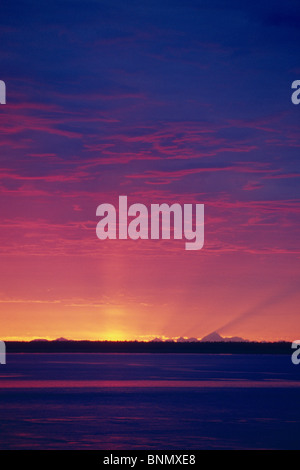 Sunset @ Midnight Across Cook Inlet Anchorage AK SC Summer Stock Photo ...