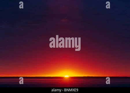 Sunset @ Midnight Across Cook Inlet Anchorage AK SC Summer Stock Photo ...