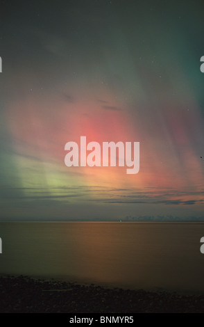 Northern Lights Over Cook Inlet & Fire Island SC AK scenic Stock Photo ...