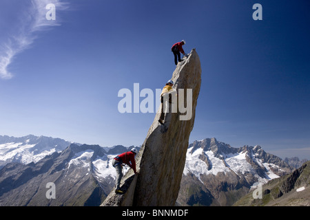 Switzerland swiss climbing Salbitnadel rock cliff sharp spiky point ...