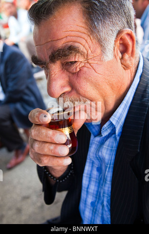 Turkish man drinking Turkish tea in Istanbul, Turkey Stock Photo - Alamy