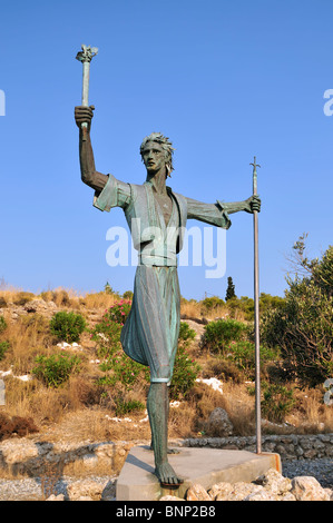 Statue of Kosmas Barbatsis at Faros area, old port, Spetses town ...