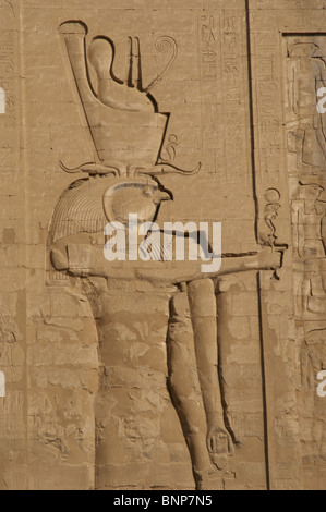 Temple of Horus. God Horus with double crown. Main entrance. First ...
