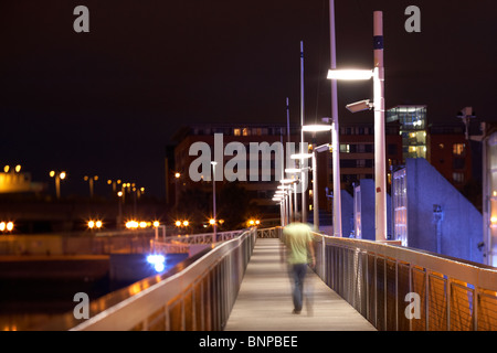 The Lagan footbridge over the River Lagan, Belfast, Northern Ireland ...