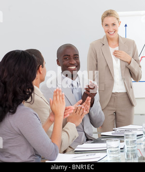 Portrait of a business team in a meeting Stock Photo - Alamy
