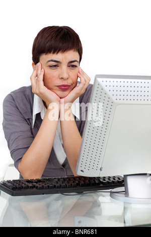 Businesswoman looking bored Stock Photo - Alamy