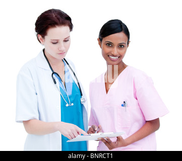 young Asian female doctor studying brain model anatomy medical ...