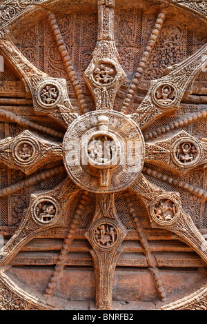 Sculpted chariot wheels at the Sun Temple, Konark, Orissa, India Stock ...