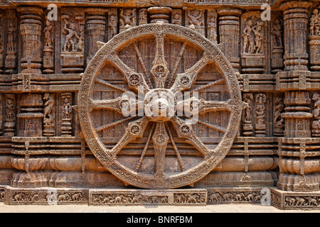 Sculpted chariot wheels at the Sun Temple, Konark, Orissa, India Stock ...